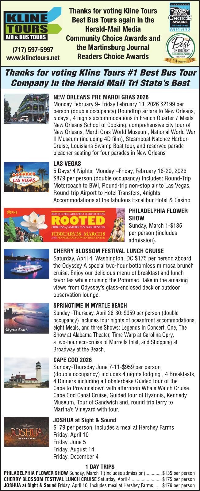 Kline Tours | Marketplace | fredericknewspost.com