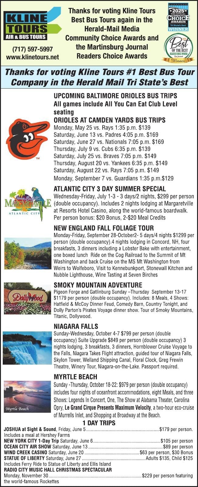 Kline Tours | Marketplace | fredericknewspost.com