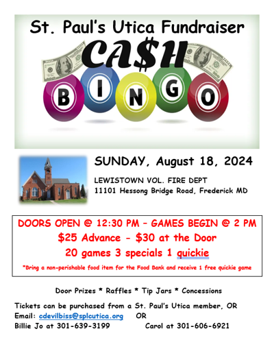 Cash Bingo Fundraiser | Other | fredericknewspost.com