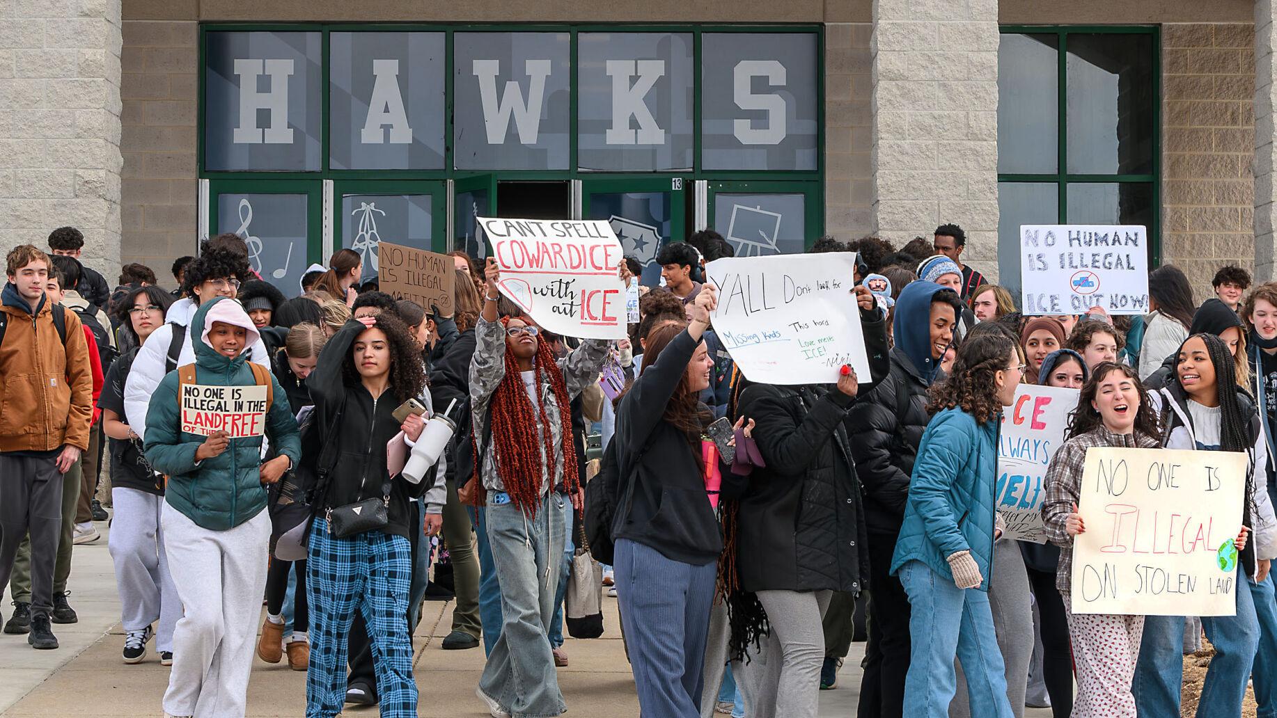 Hundreds of students walk out of Urbana High School, protest federal ...