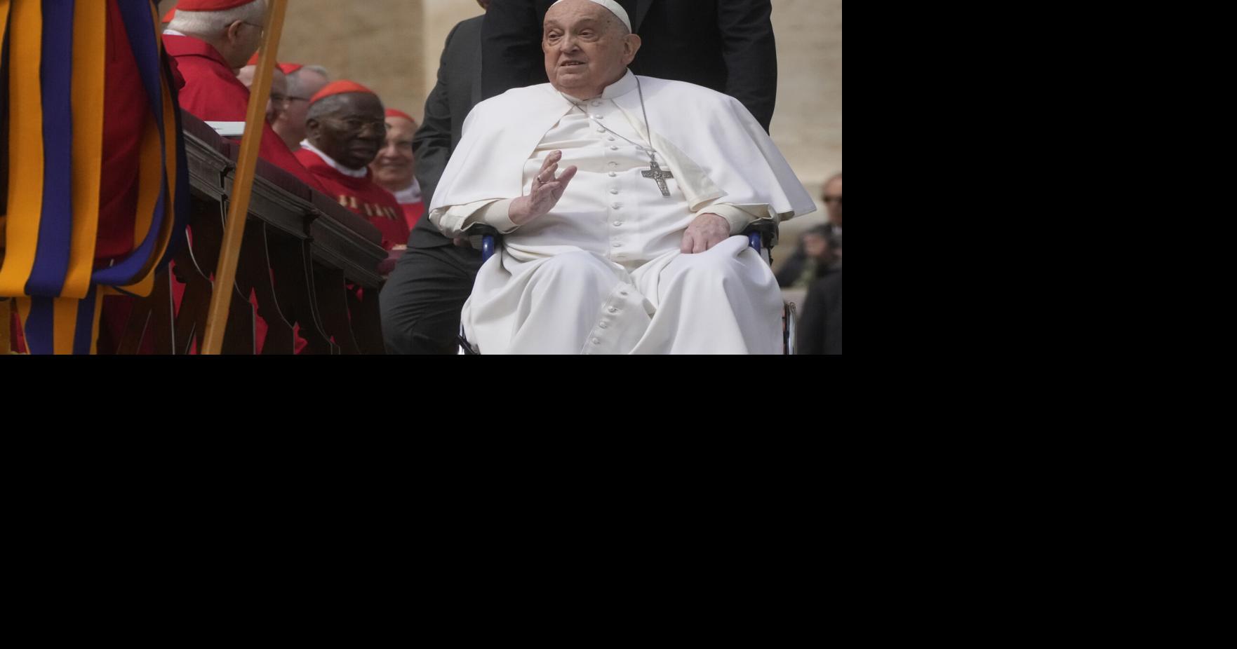 Convalescing Pope Francis opens Holy Week with in-person greeting in St ...