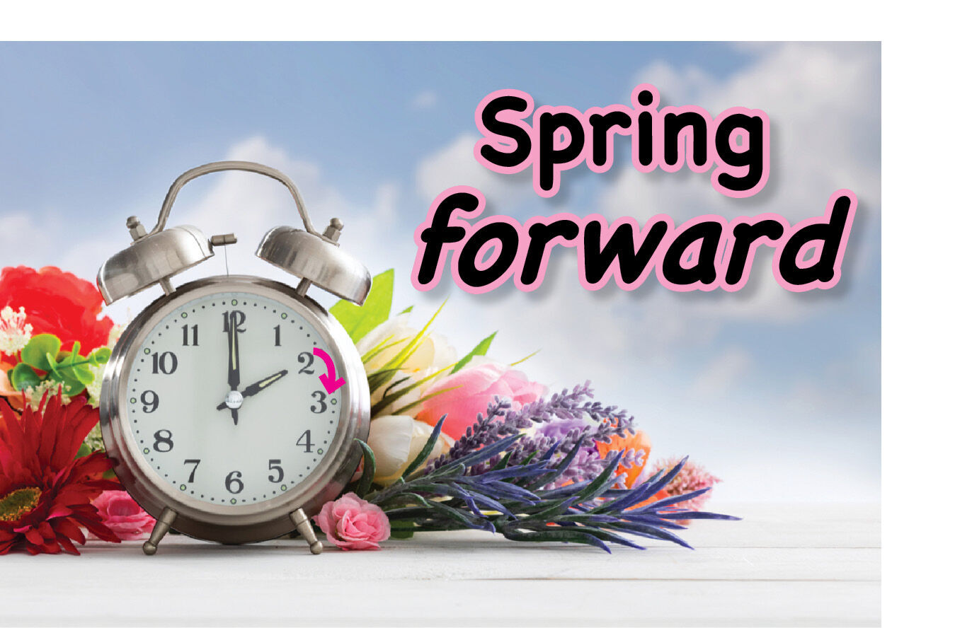 Daylight saving time starts at 2 a.m. on Sunday. (Set clocks ahead to 3 ...