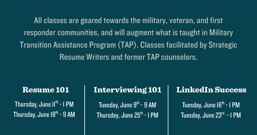 Military/First Responder Interviewing 101 Class | Classes, workshops ...