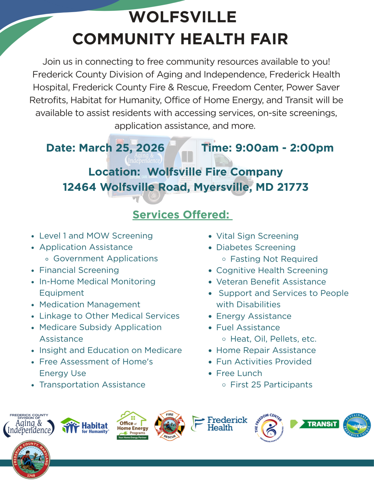 Wolfsville Community Health Fair featuring the Frederick County ...