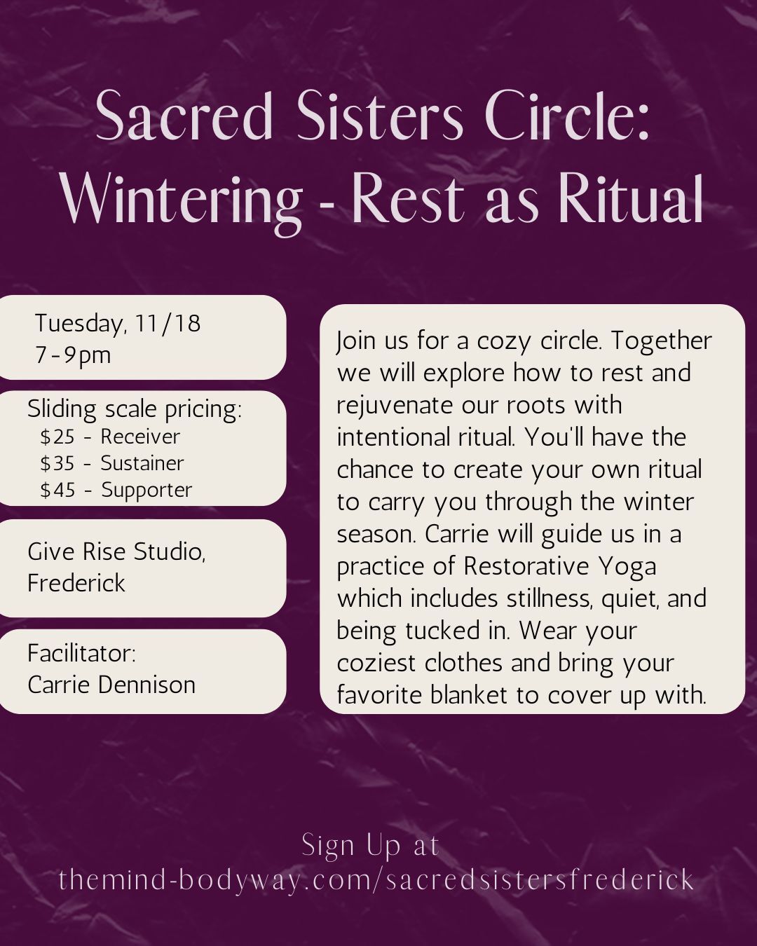 Sacred Sisters Circle: Rest as Ritual | Classes, workshops & lectures ...