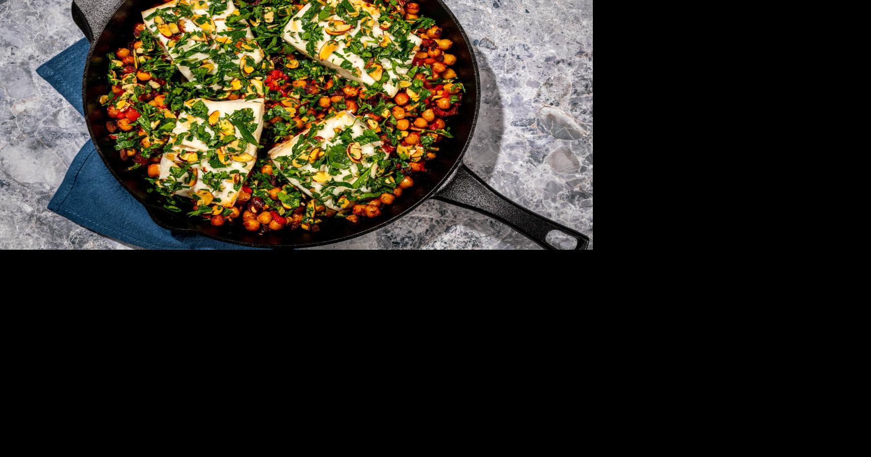 This one-pan halibut with chickpeas has all the smoky, nutty flavors of ...