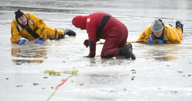 First responders practice for ice rescue | Disasters & accidents ...