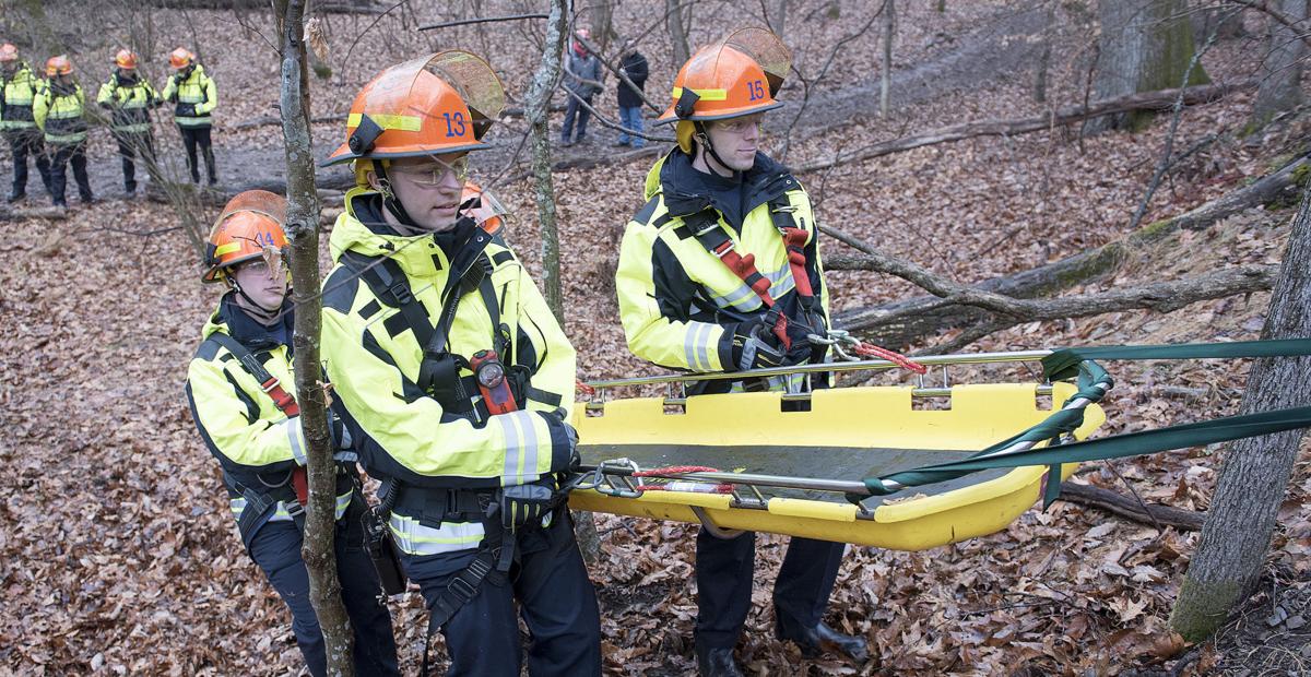 Answering the call: Recruits learn the ropes in elevated rescue ...