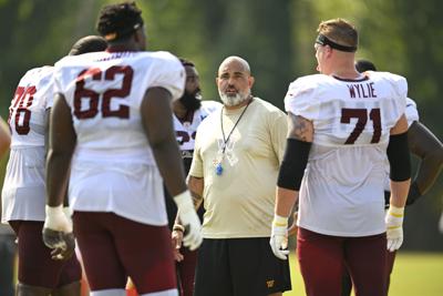 Experiments continue with the Commanders in pads for first time ...