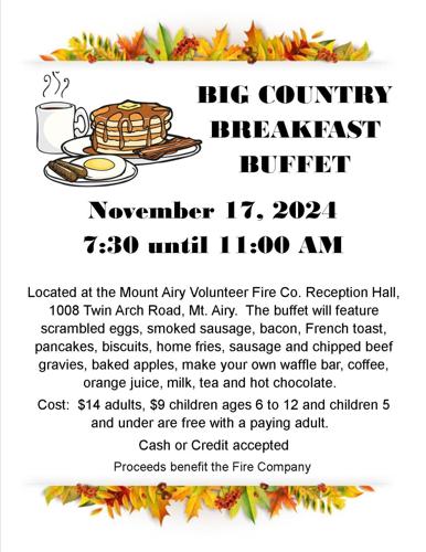 Mount Airy Volunteer Fire Co. Big Country Breakfast Buffet | Family Fun ...