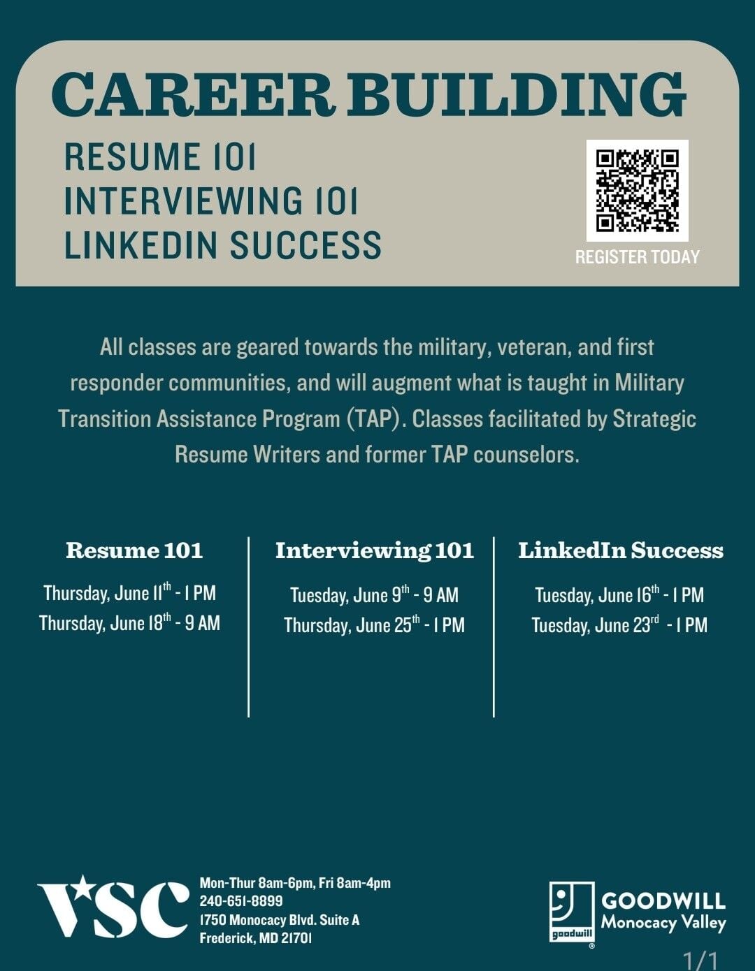 Military/First Responder Resume 101 Class | Classes, workshops ...
