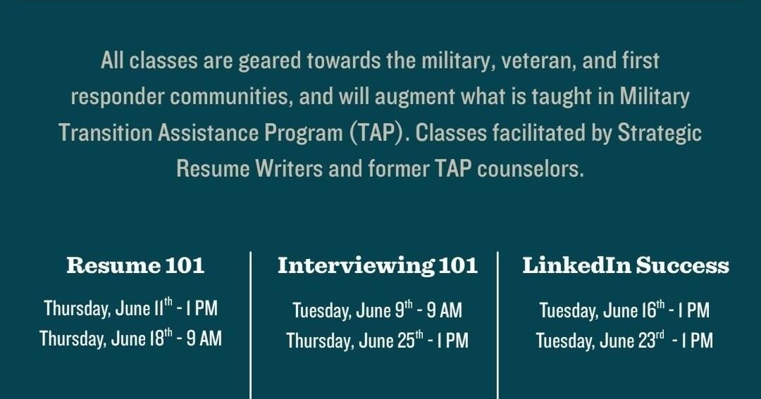 Military/First Responder Resume 101 Class | Classes, workshops ...