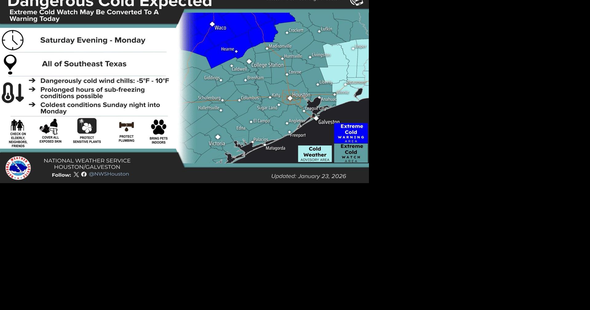 Looming Arctic blast to bring dual threats to Galveston County ...
