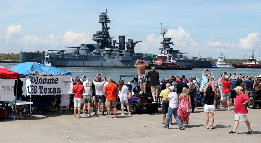 Battleship Texas arrives safe in Galveston drydock for major repairs ...