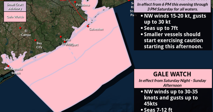 Small Craft Advisories, Gale Watch in effect as blustery cold front ...