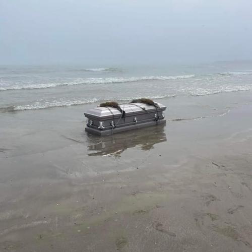 Beached casket in Galveston part of Haunted Mayfield Manor ad | Local ...
