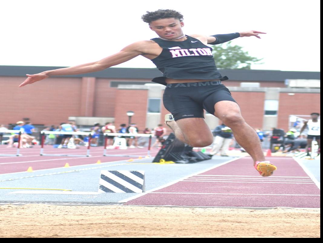 On his final long jump attempt, Milton's Ethan Mitchell captures a ...