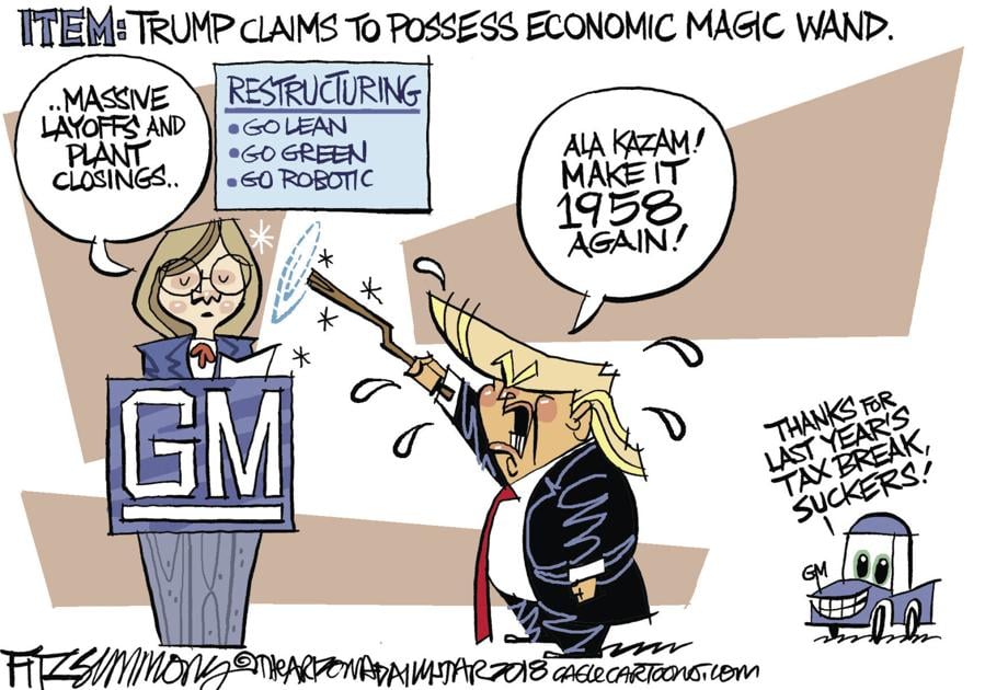 Trump waves magic wand at GM | Political cartoons | gazettextra.com
