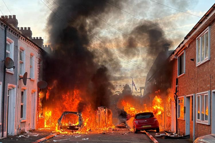 UK leaders call for calm as protests break out after Belfast street ...