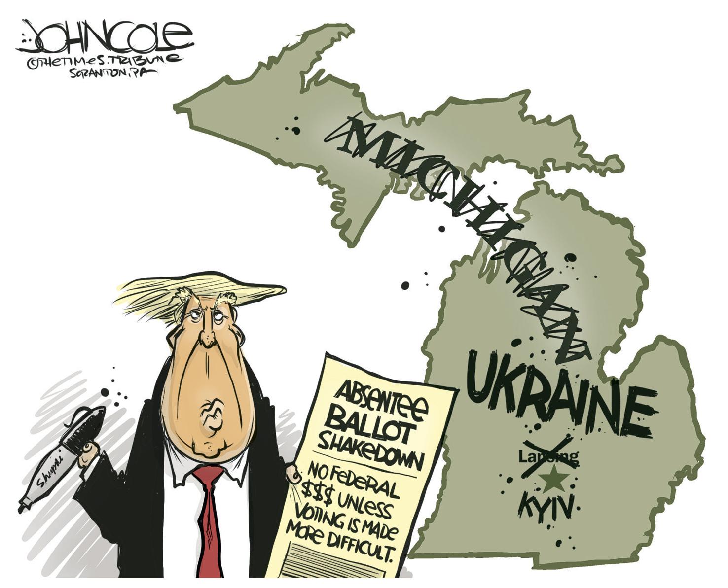 Shaking down Michigan like he did Ukraine | Political cartoons ...