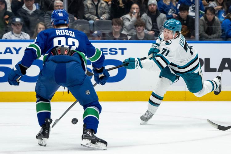 Celebrini gets goal and assist in return home as Sharks top Canucks 6-3 ...