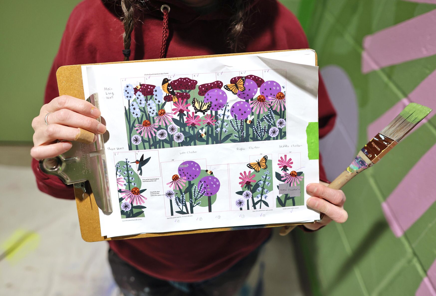 Salvia and hummingbirds at the 'hobbit house': Rotary Botanical Gardens muralist fills wall at ...