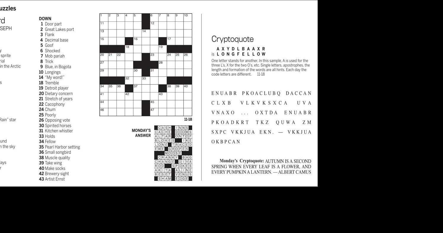 Puzzles, Tuesday, November 18, 2025 | Puzzles | gillettenewsrecord.com