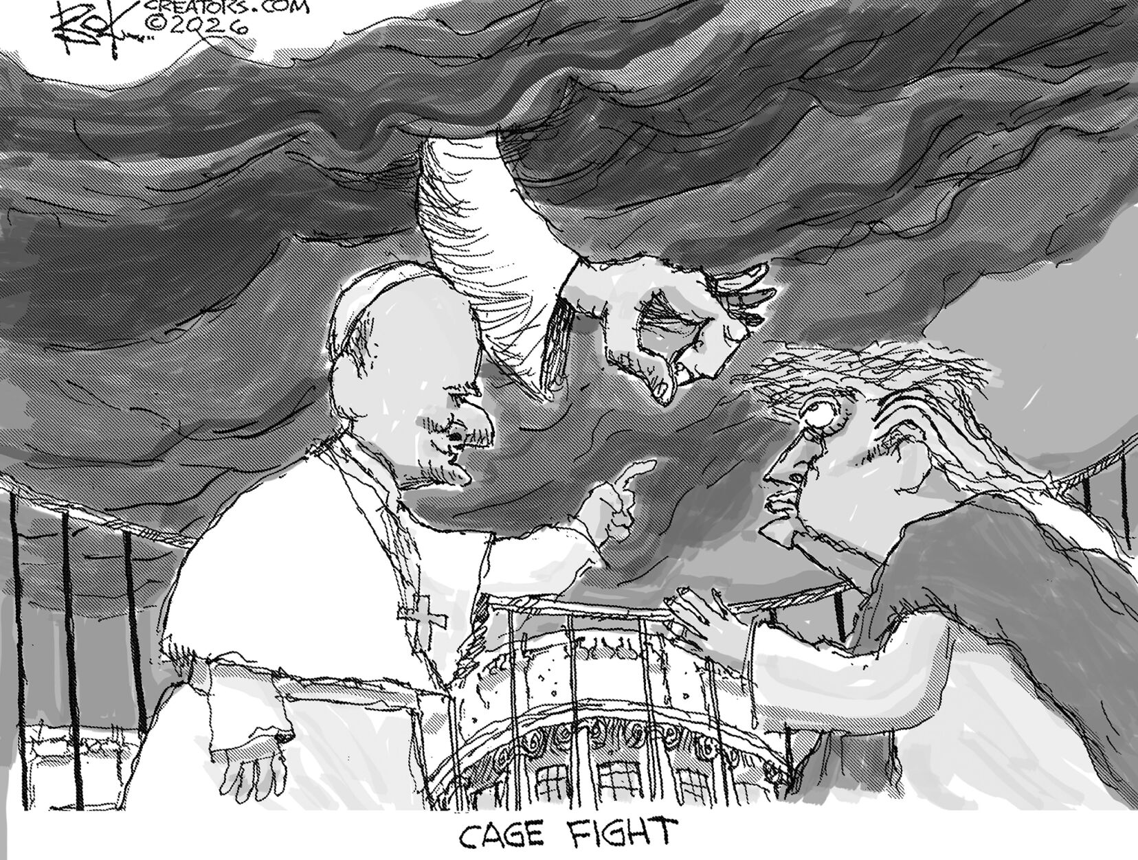 Cage fight | Editorial Cartoons | gillettenewsrecord.com