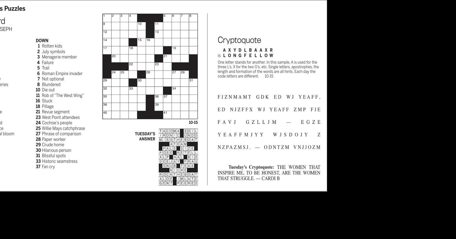 Puzzles, Wednesday, October 15, 2025 | Puzzles | gillettenewsrecord.com