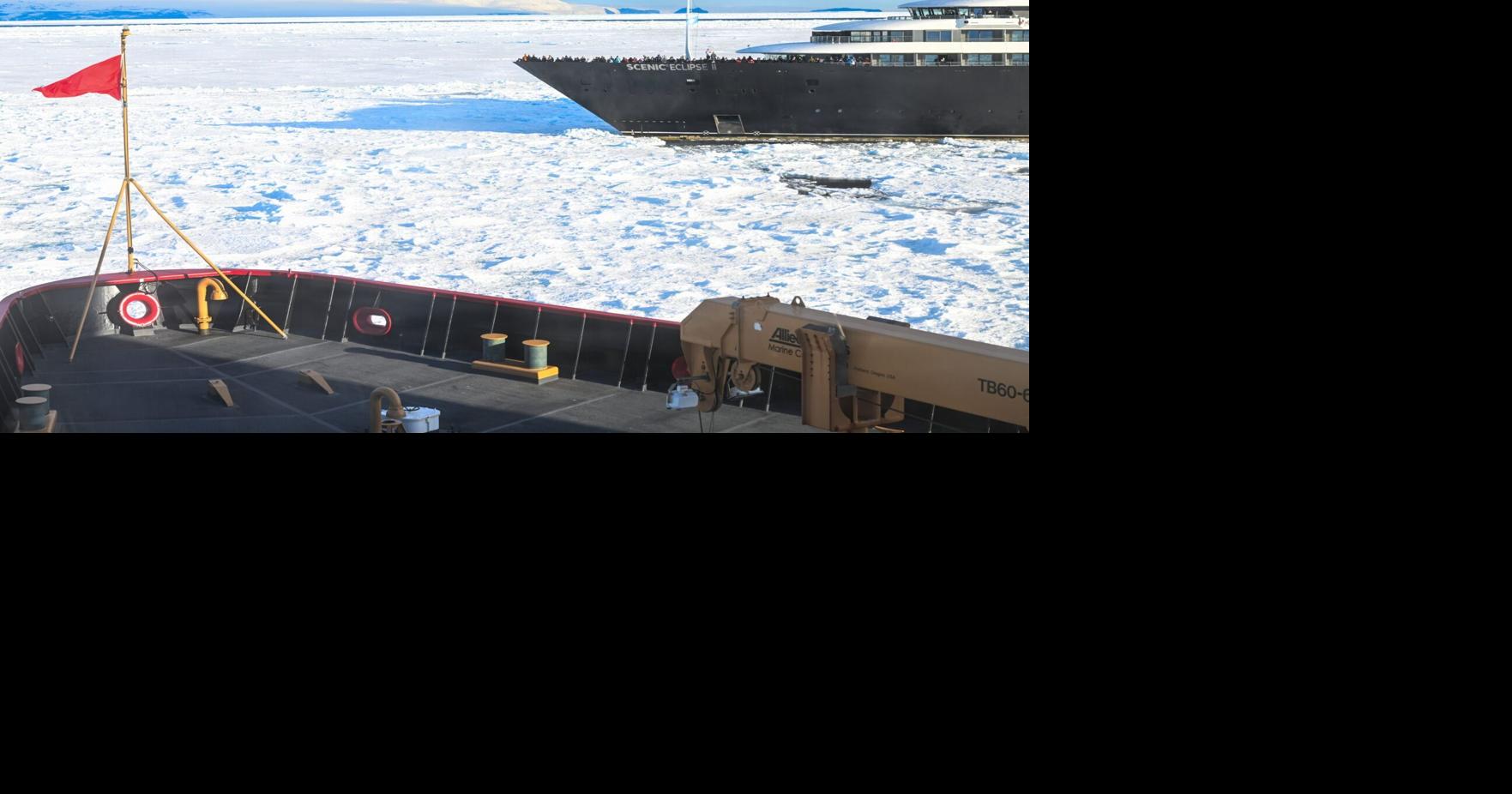 Moment stricken cruise ship cracked free from ice in Antarctica ...