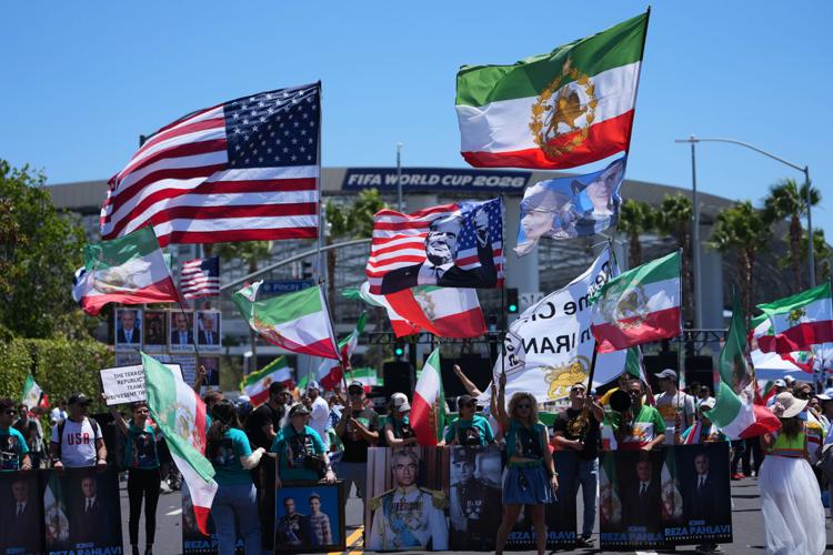 Iranian Americans protest for change outside Iran's World Cup match, in ...