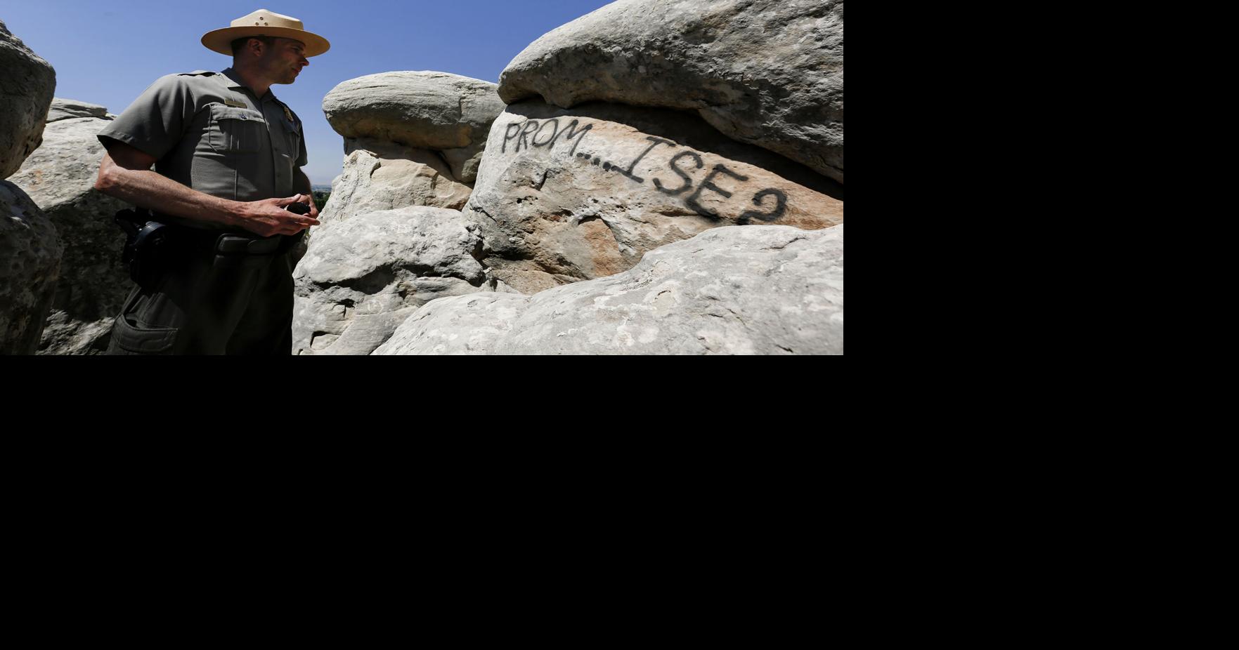 National monument rocks defaced by spray-painted 'promposal' graffiti ...