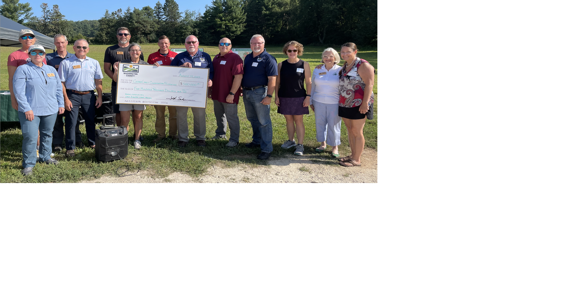 Washington County presents the CLCF with a $500,000 grant check ...