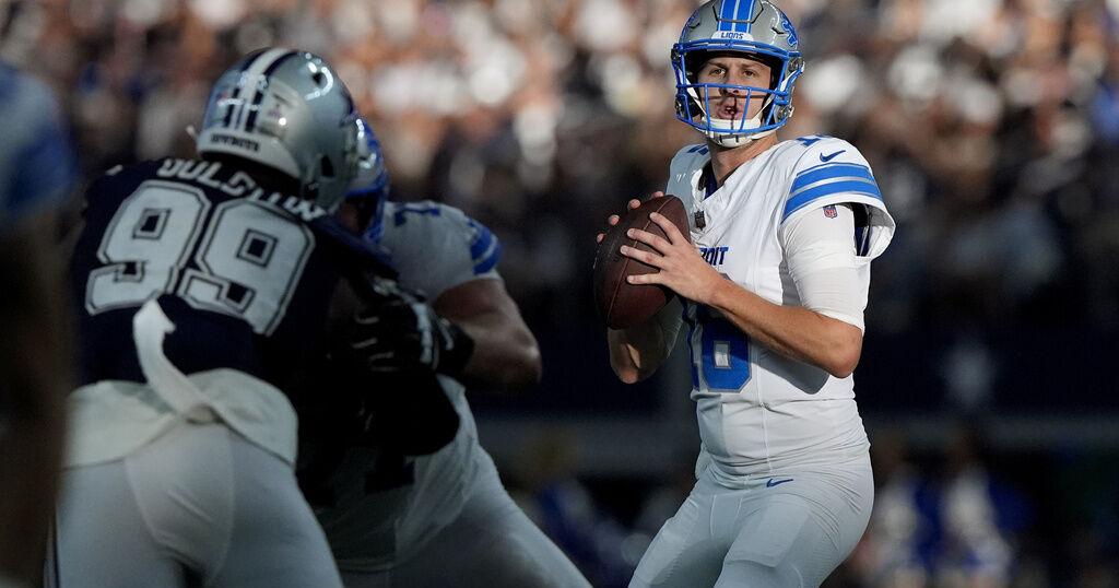 Jared Goff throws 3 TD passes, Lions win 47-9 and hand Cowboys another ...