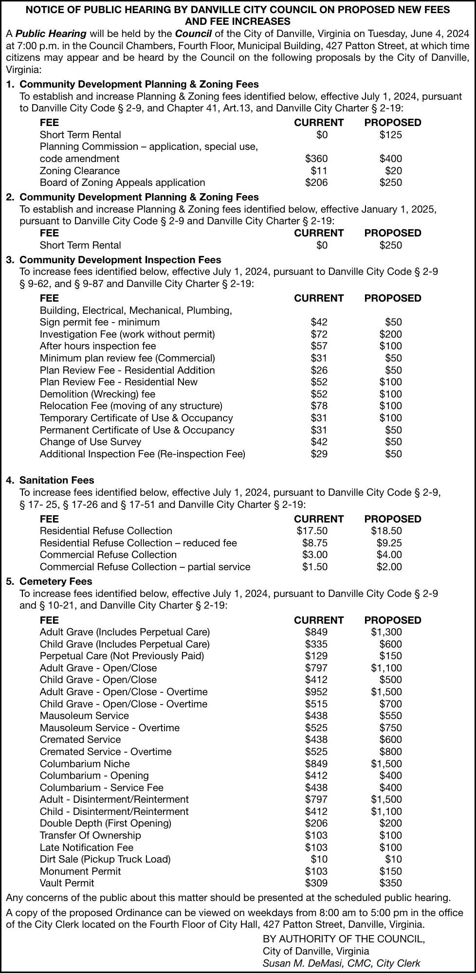 CITY CLERK/SUSAN DEMASI