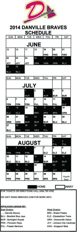 Danville Braves release 2014 Schedule