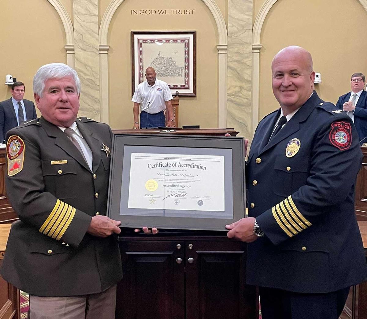 Danville Police Department officially awarded re-accreditation certificate