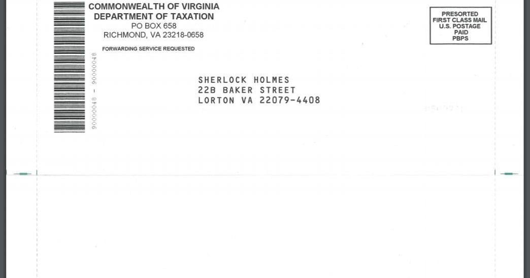 Virginia tax refund checks are in the mail. Don't toss out this envelope.