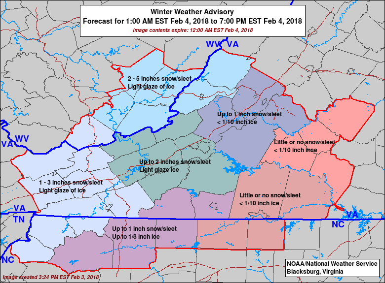 As complex system nears Dan River Region, winter weather advisory issued