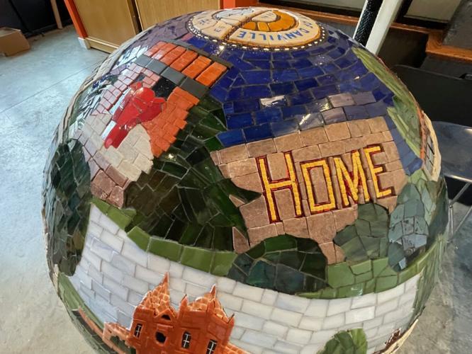 Artist creates globe showcasing iconic Danville sites