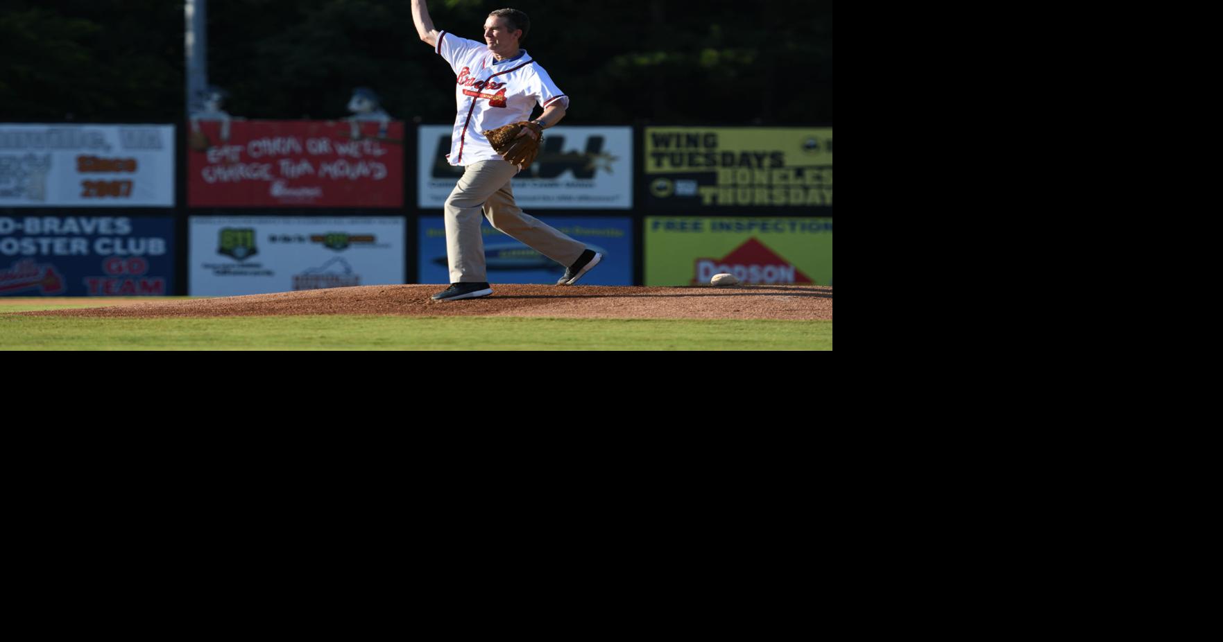 Governor throws out first pitch at Danville Braves game
