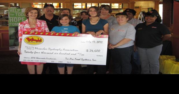 Danville Bojangles owners donate fundraising total to MDA