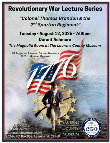 Laurens County Museum to Host Lecture on Colonel Brandon | News ...
