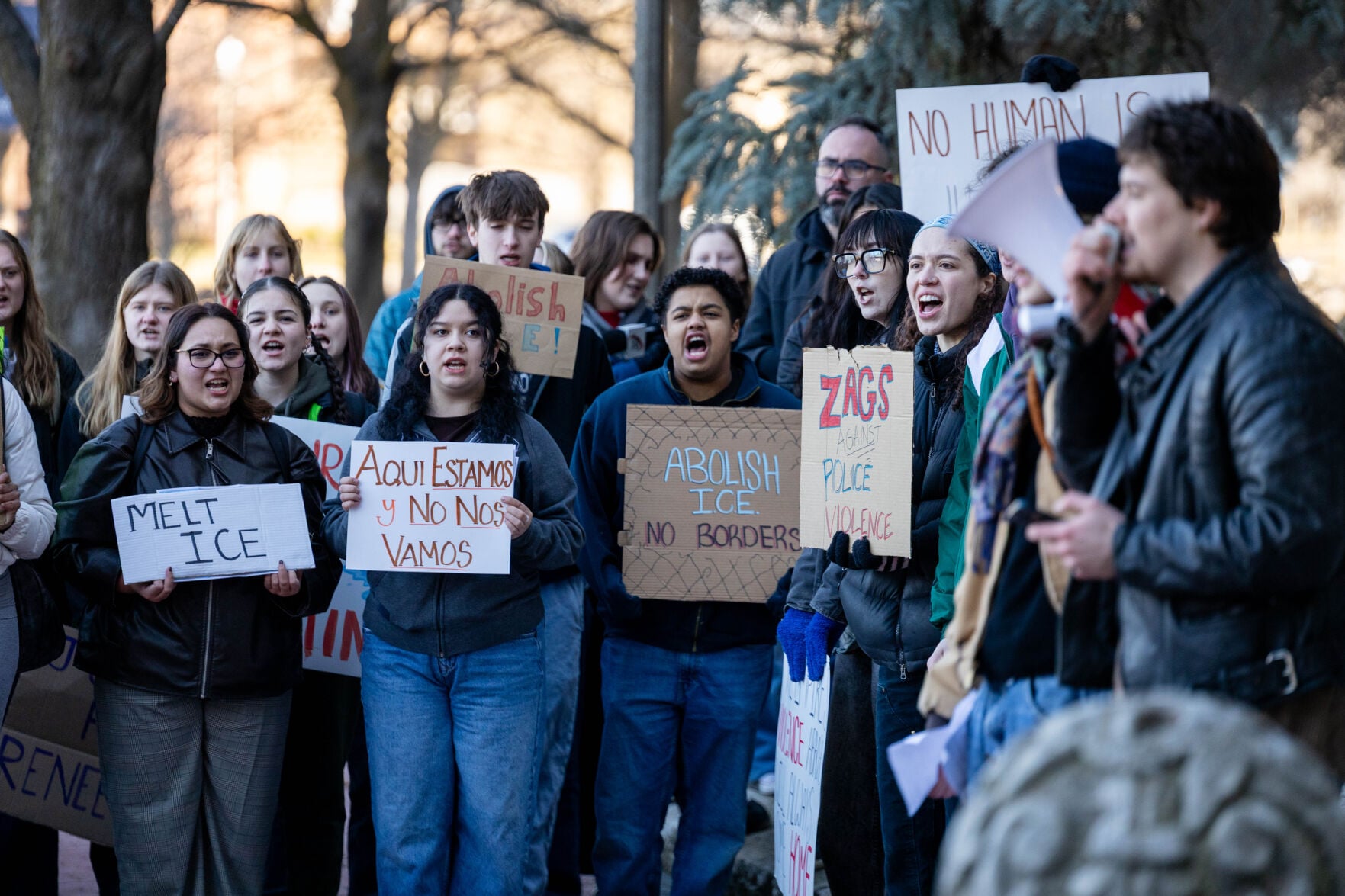 Over 100 students, faculty protest ICE, call for GU to take action ...