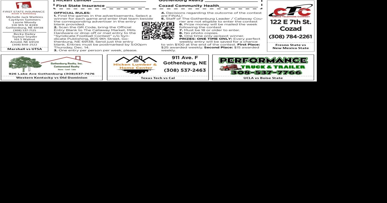 Week 1 Football PickEm | | gothenburgleader.com