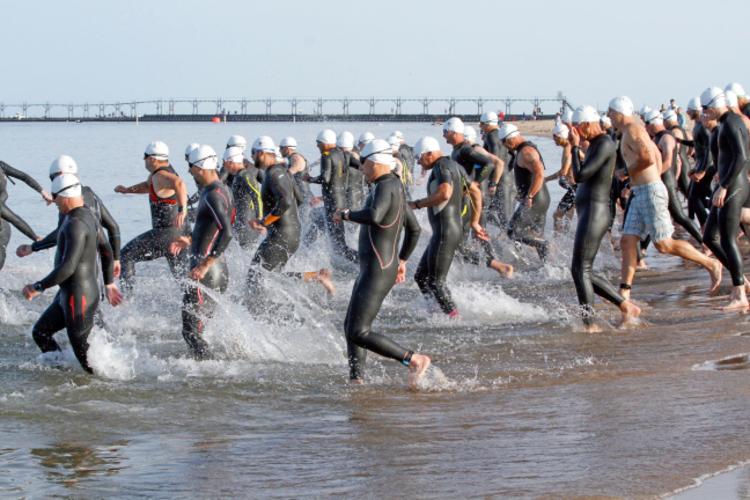 Athletes prepare for the 12th annual Grand Haven Triathlon on Sunday ...