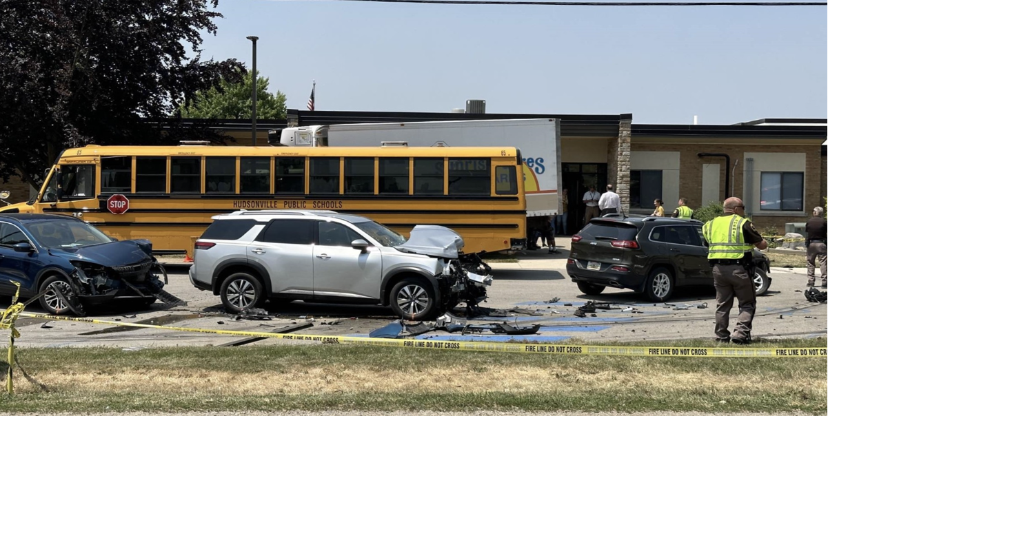 Box truck crashes into bus, 5 other vehicles at Hudsonville school ...