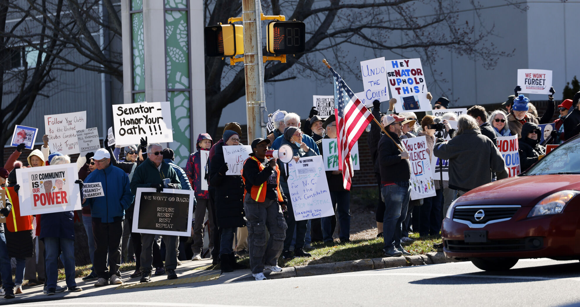 Greensboro protest focuses anger on Trump, Musk