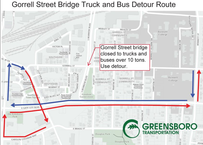 Washington Bridge in Greensboro closed to motorized vehicles