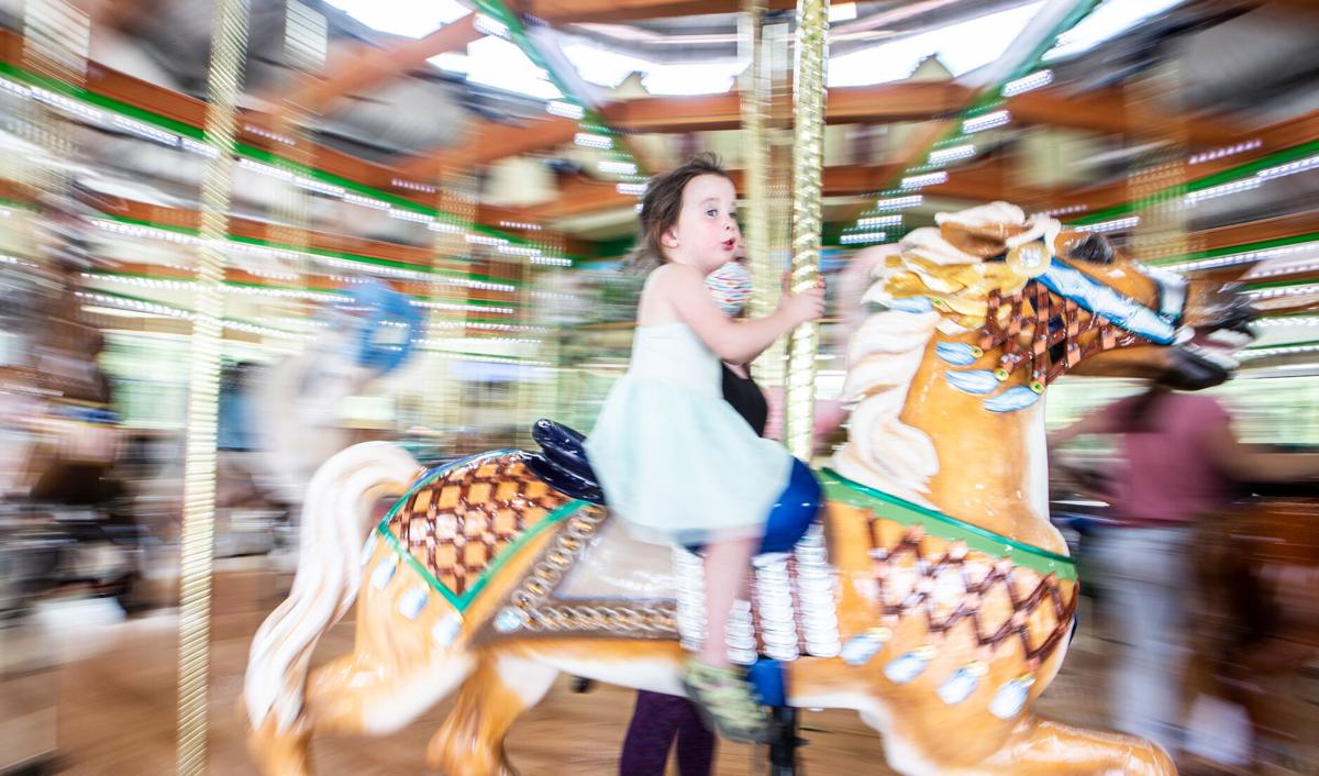 Greensboro Science Center members take their first spin on Rotary carousel
